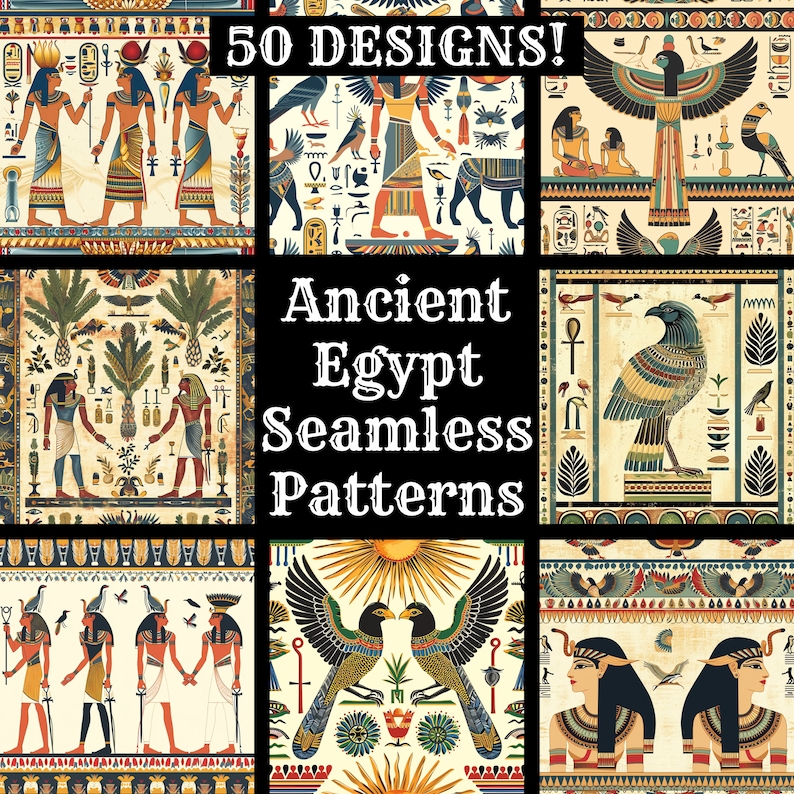 Ancient Egypt Seamless Pattern: Scrapbook Paper, Sublimation (digital ...