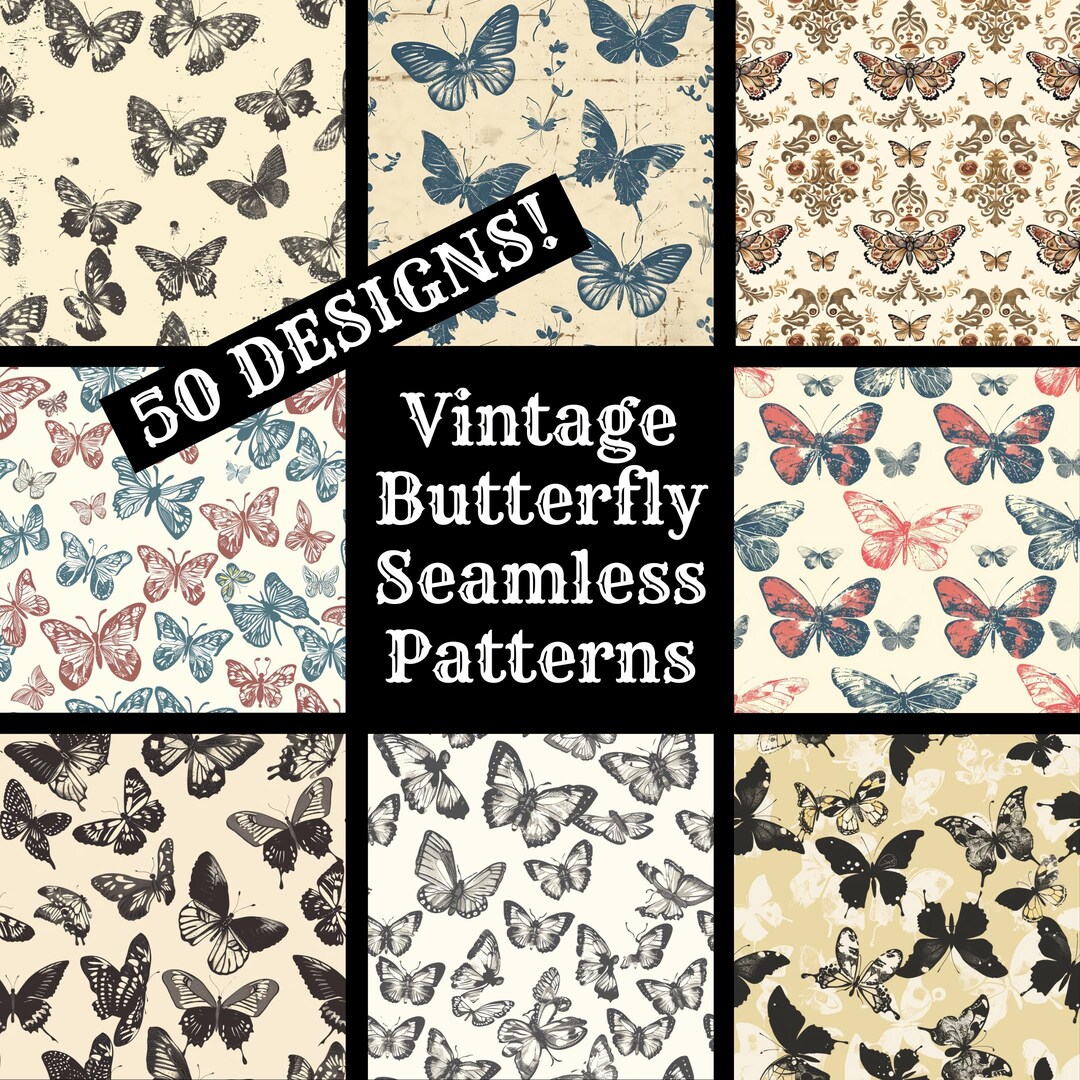 Vintage Butterfly Seamless Paper: Printable Scrapbook Textures (digital ...