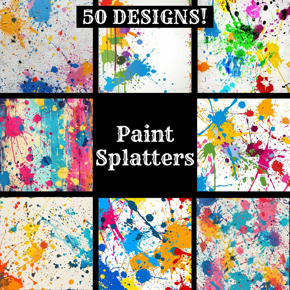 Paint Splatter Digital Paper: Vintage Scrapbook Journal (digital ...