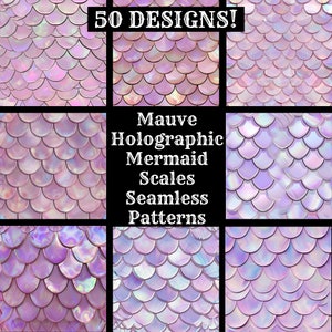 Mauve Holographic Mermaid Scales Seamless Digital Paper, Printable ...