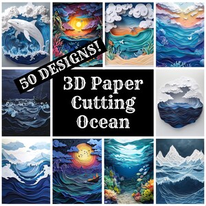 3D Ocean Paper Cutting Art: Vintage Journal Inserts (digital Download ...