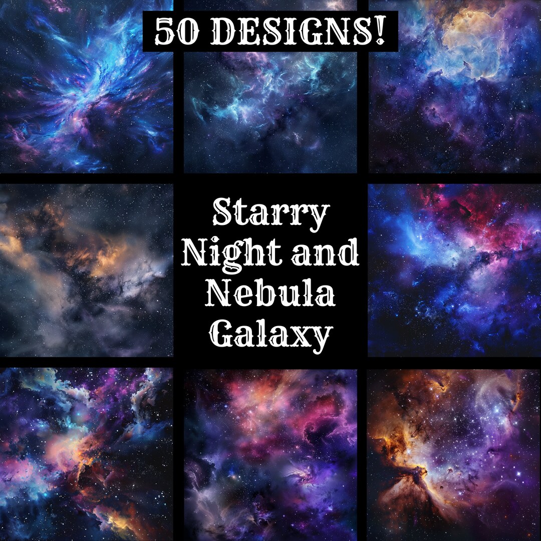 Starry Night and Nebula Galaxy Paper, Starry Night Printable Paper ...