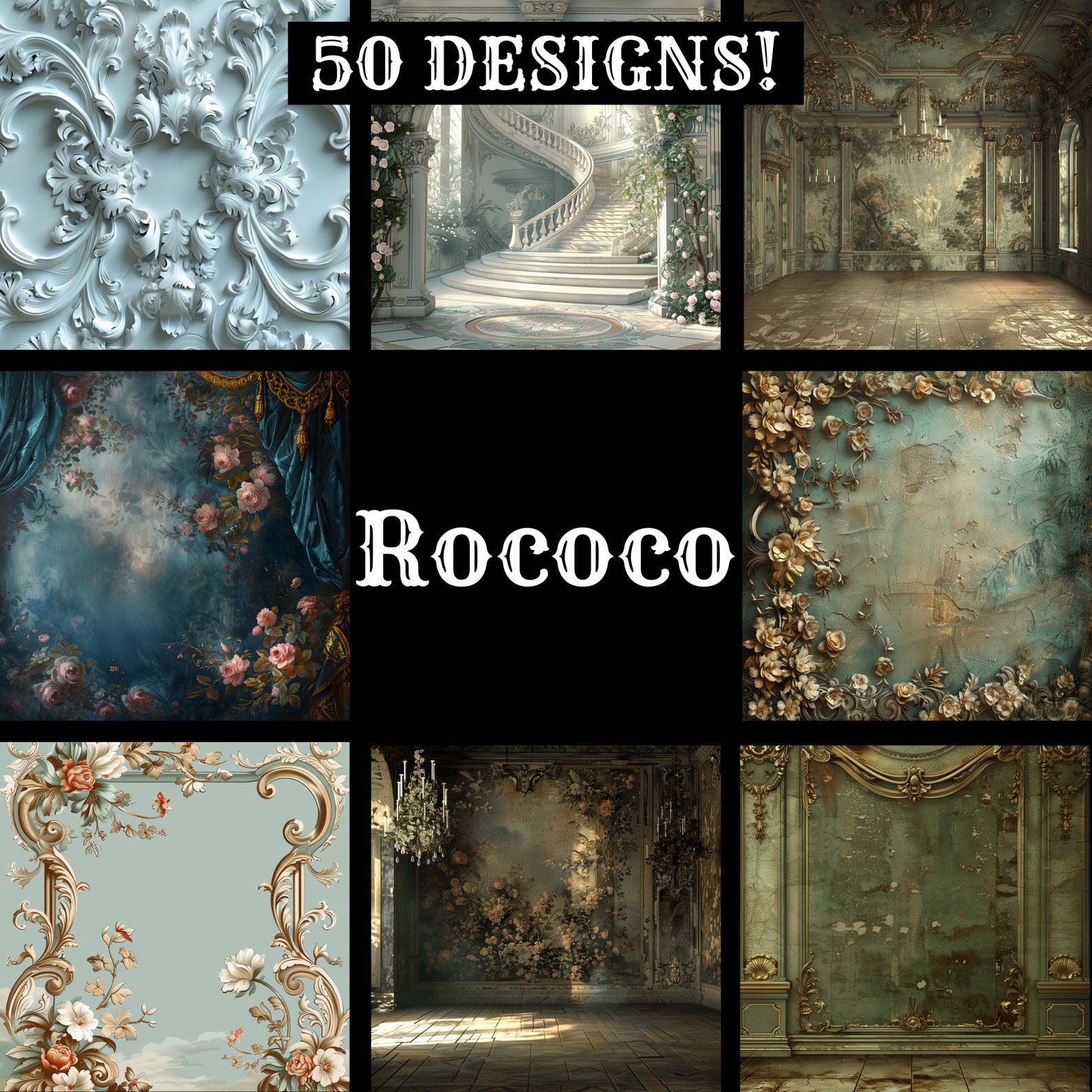 Rococo Paper, Rococo Printable Paper, Vintage Rococo, Rococo Journal ...
