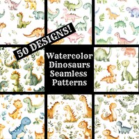 Baby Dino Digital Papers, Dinosaur Seamless Patterns, Dino Printable ...