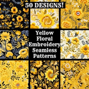 Yellow Floral Embroidery Seamless Patterns: Scrapbook Paper (digital ...