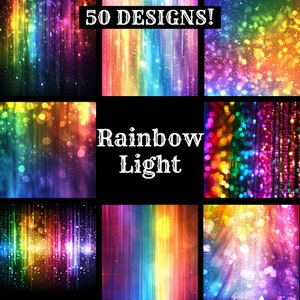Rainbow Light Paper, Rainbow Light Printable Paper, Vintage Rainbow ...