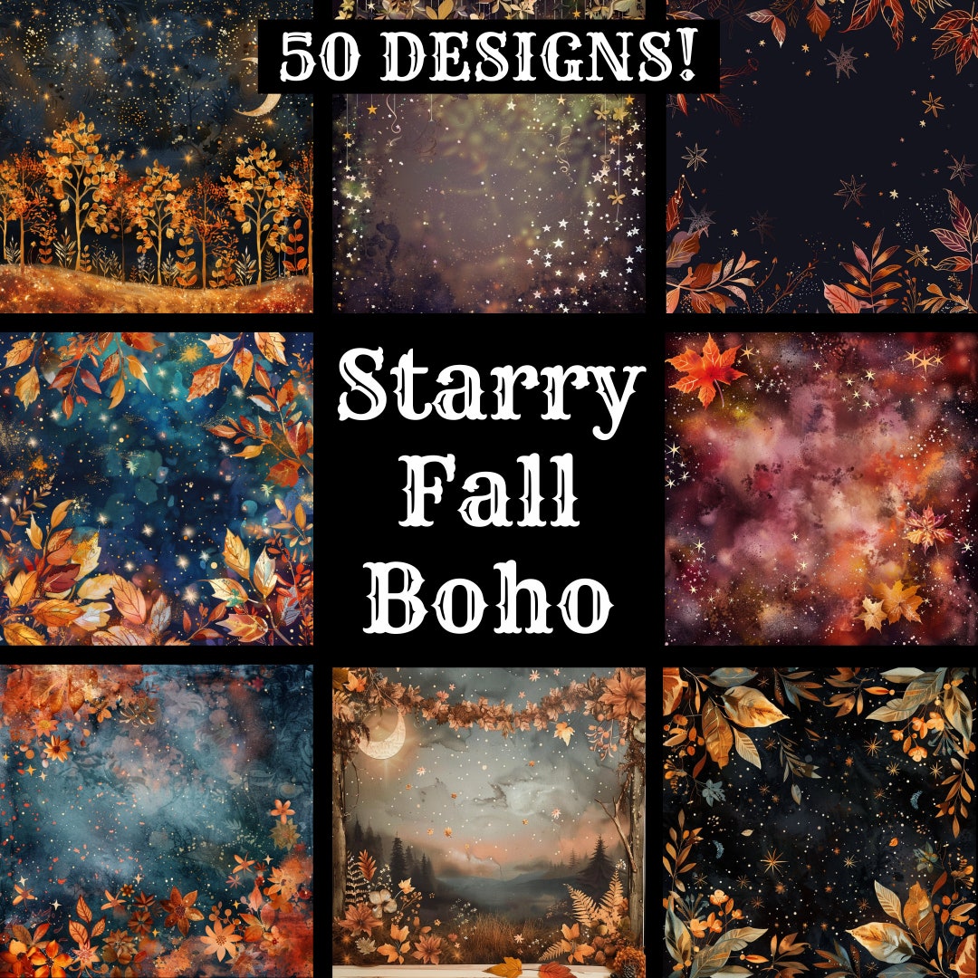 Starry Fall Boho Digital Paper: High-resolution Journal & Scrapbook ...