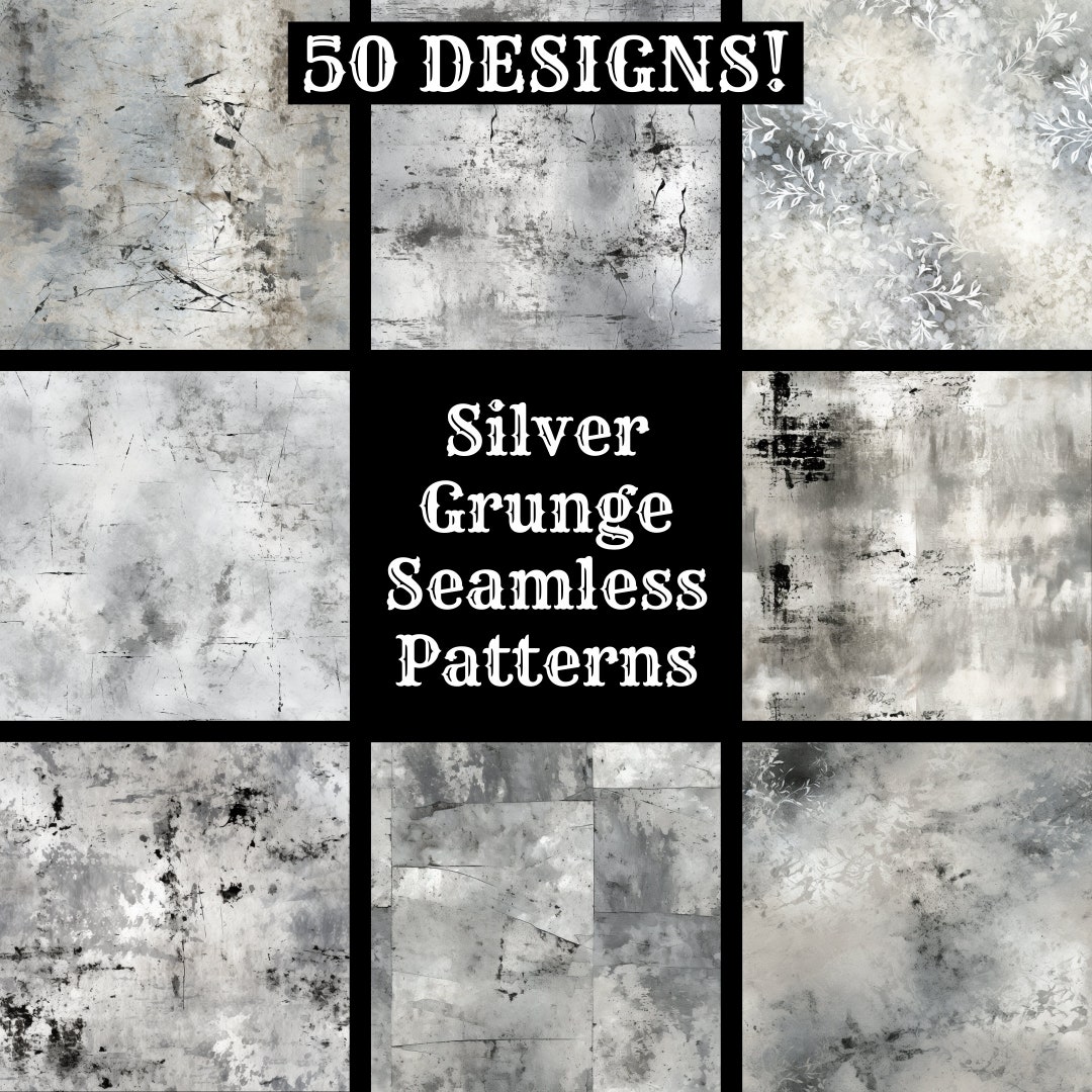 Silver Grunge Seamless Digital Paper, Printable Scrapbook Paper ...