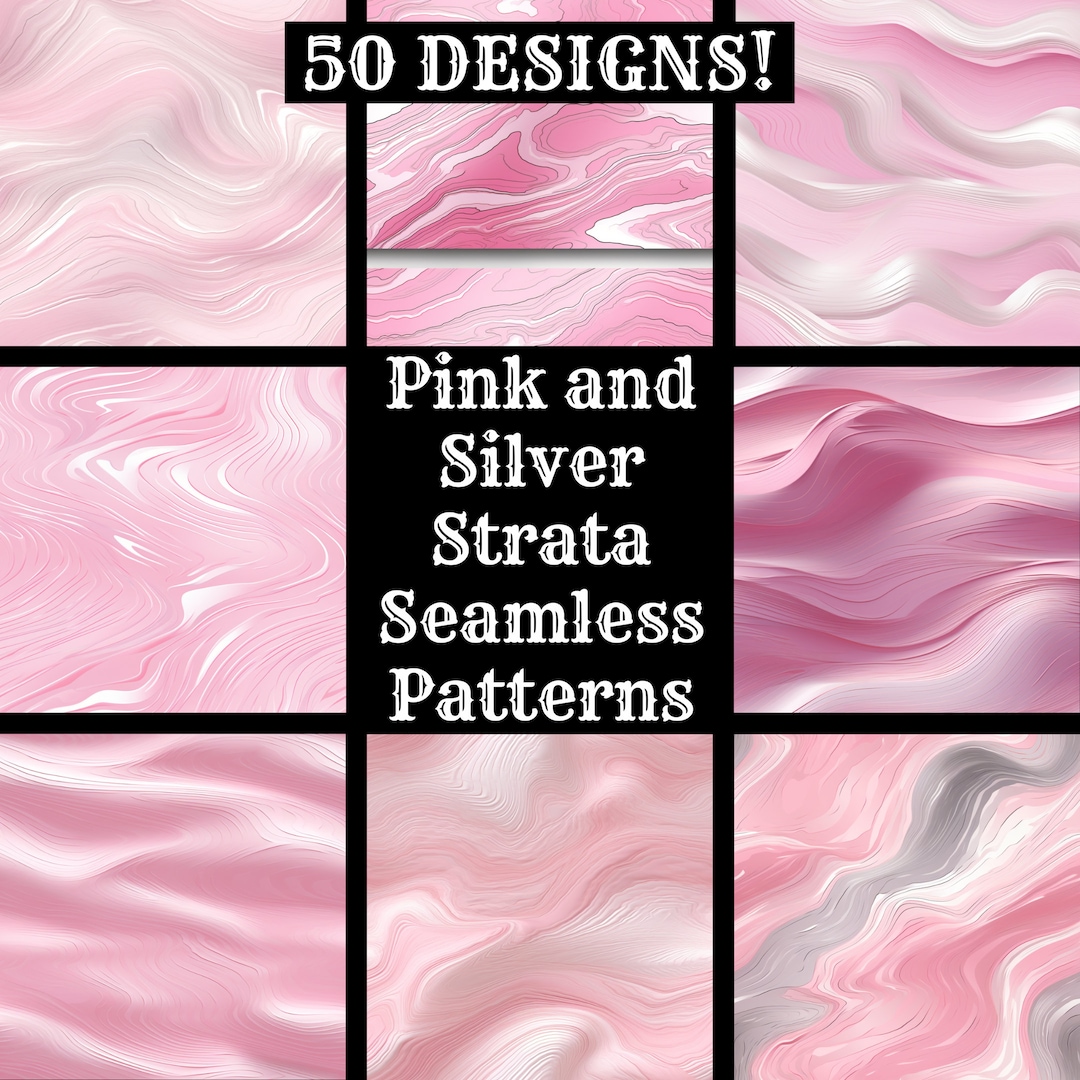 Pink and Silver Strata Seamless Digital Paper, Printable Scrapbook ...