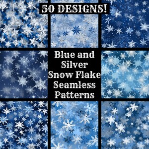 Blue and Silver Snow Flake Seamless Digital Paper Printable Scrapbook ...