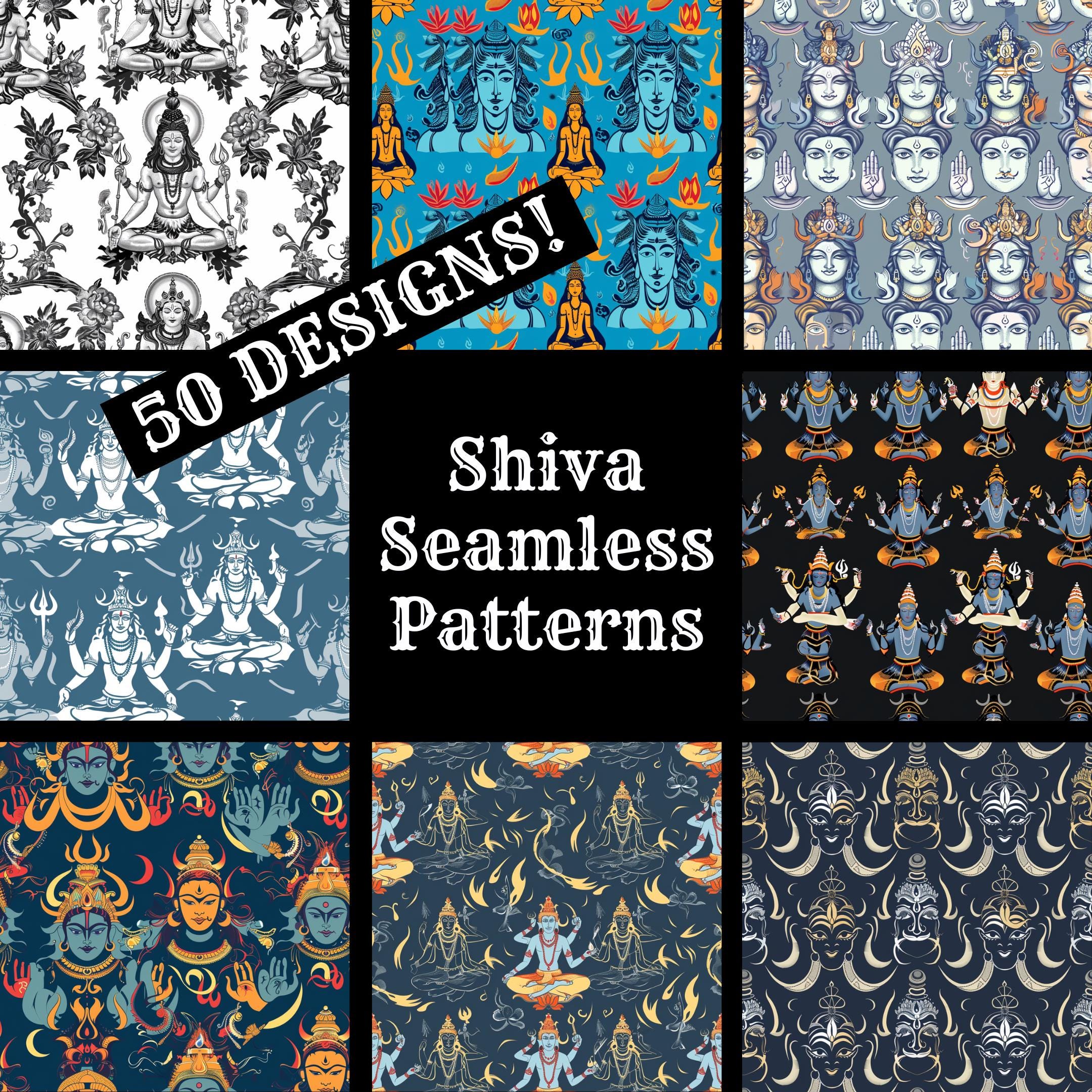 Shiva Seamless Pattern: Printable Digital Paper (digital Download) - Etsy