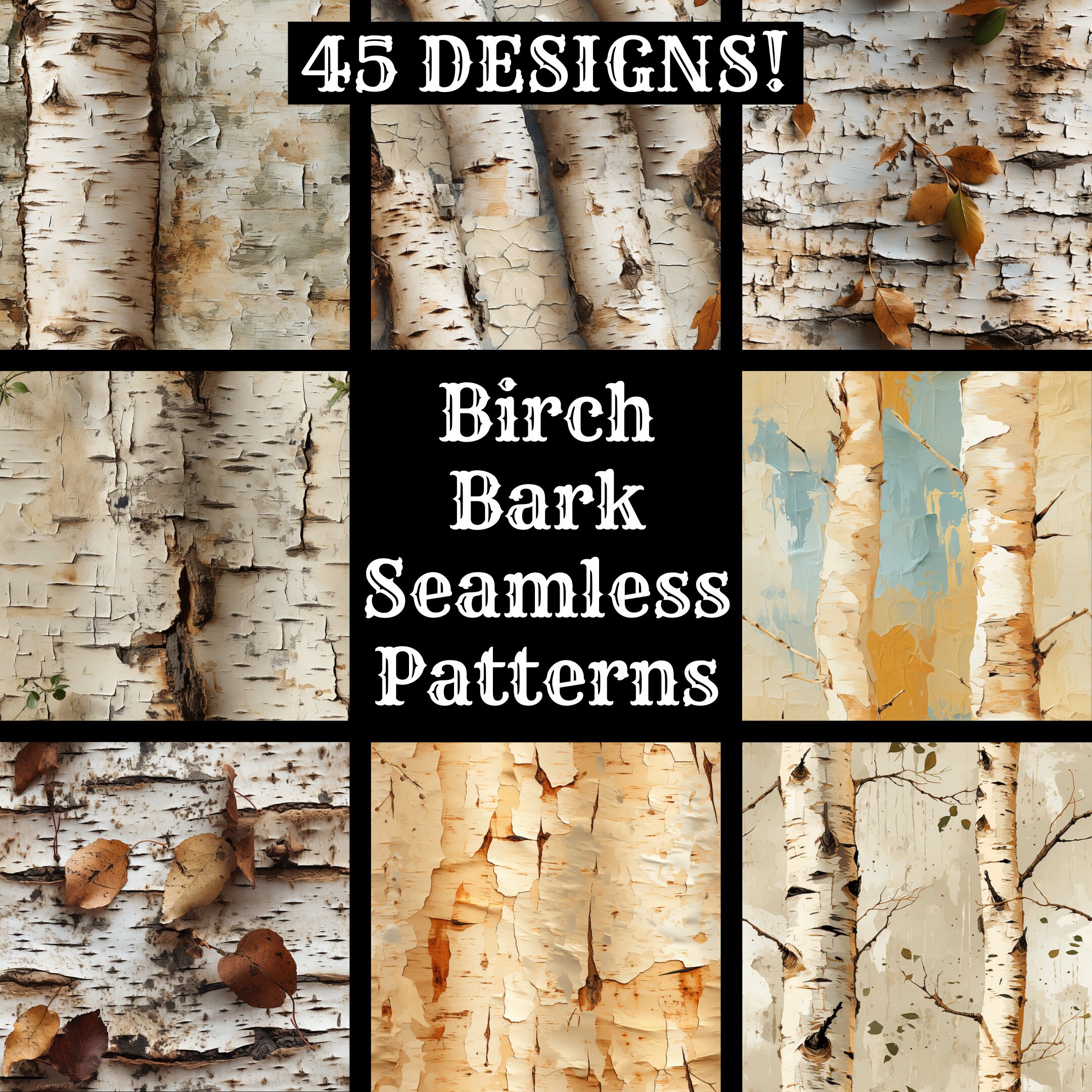 Birch Bark Seamless Digital Paper, Printable Scrapbook Paper Seamless ...