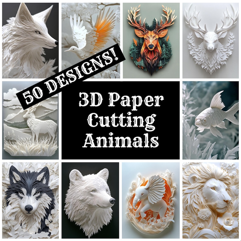 3D Paper Cutting Animals: Vintage Journal Paper (digital Download) - Etsy