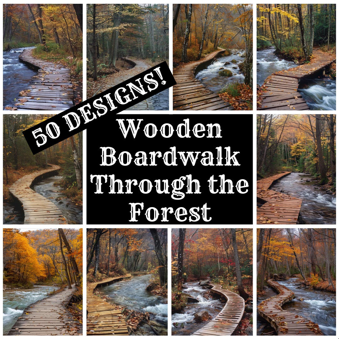 Wooden Boardwalk Through the Forest Journal Paper, Printable Paper ...