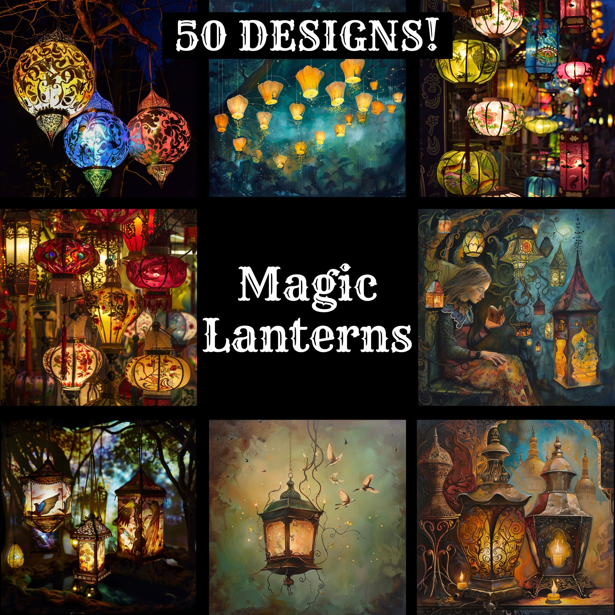 Magic Lanterns Paper, Magic Lanterns Printable Paper, Vintage Magic ...