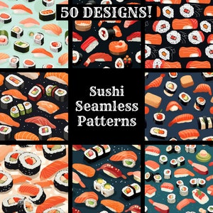 Sushi Seamless Digital Paper, Printable Scrapbook Paper Seamless ...