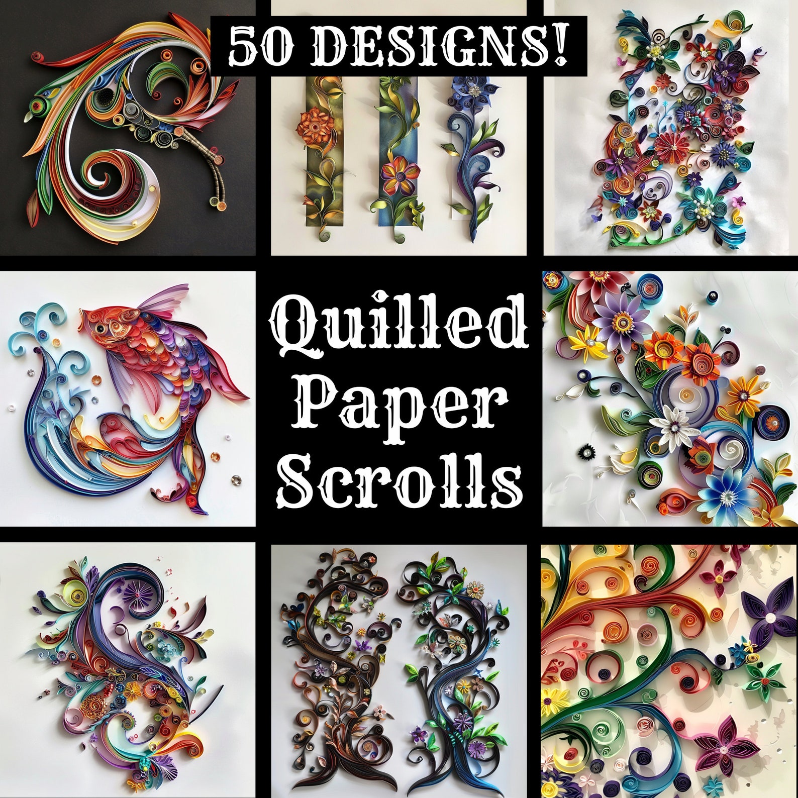 Quilled Paper Scrolls Paper, Quilled Paper Scrolls Printable Paper ...