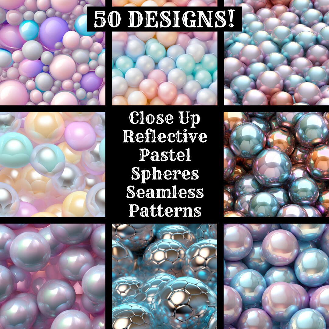 Close up Reflective Pastel Spheres Seamless Digital Paper, Printable ...