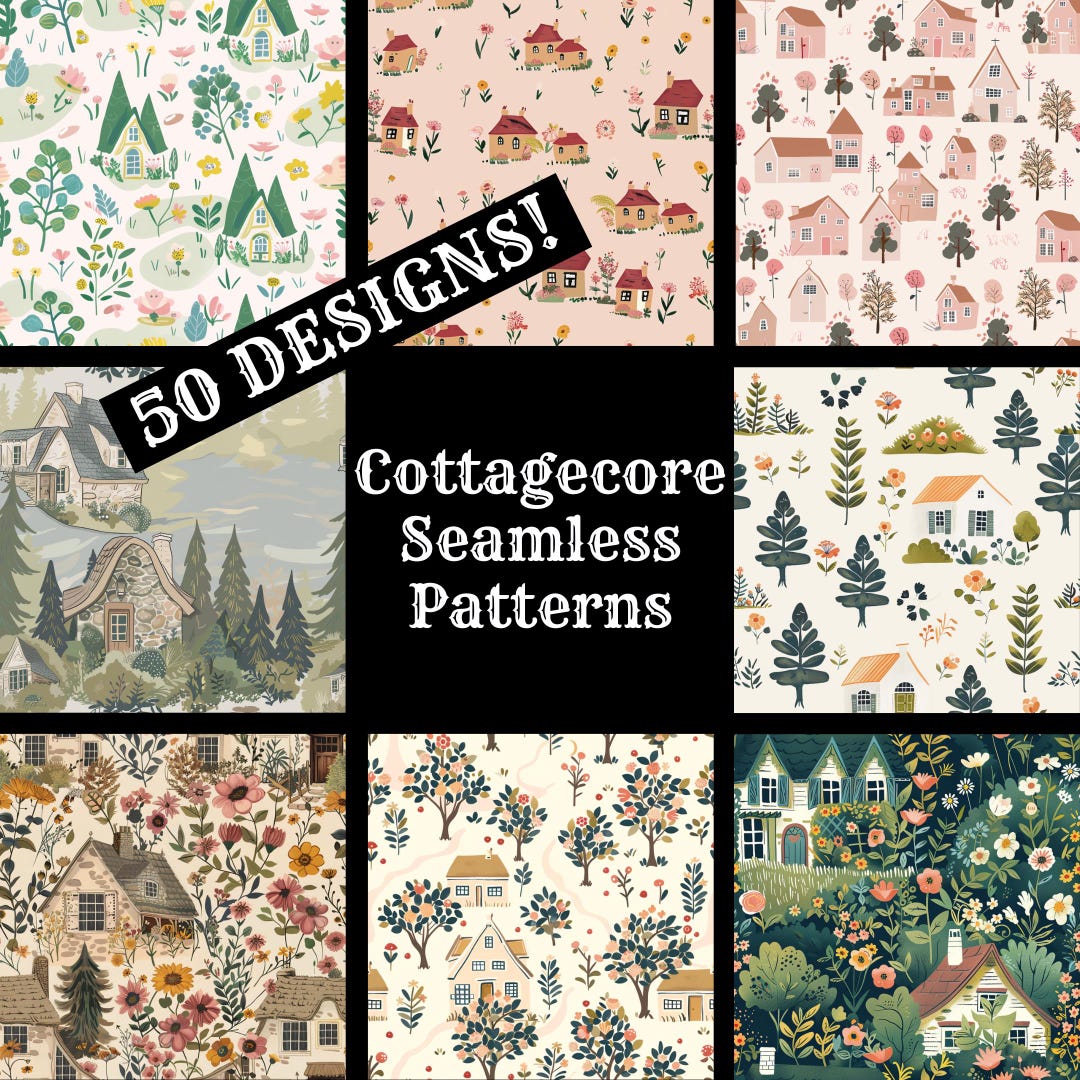 Cottagecore Seamless Digital Paper, Cottagecore Printable Scrapbook ...
