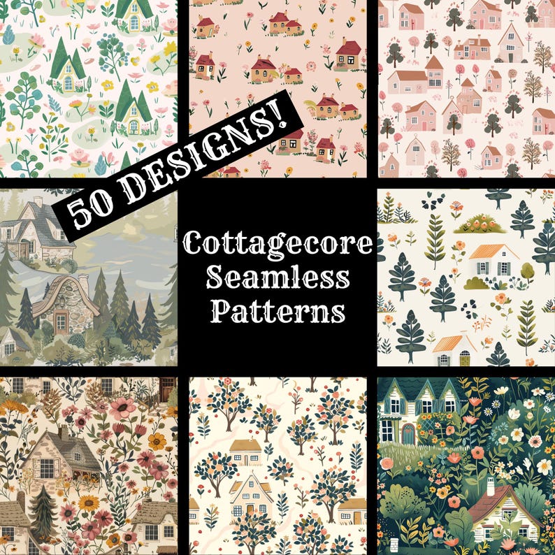 Cottagecore Seamless Paper: Printable Scrapbook Textures (digital ...