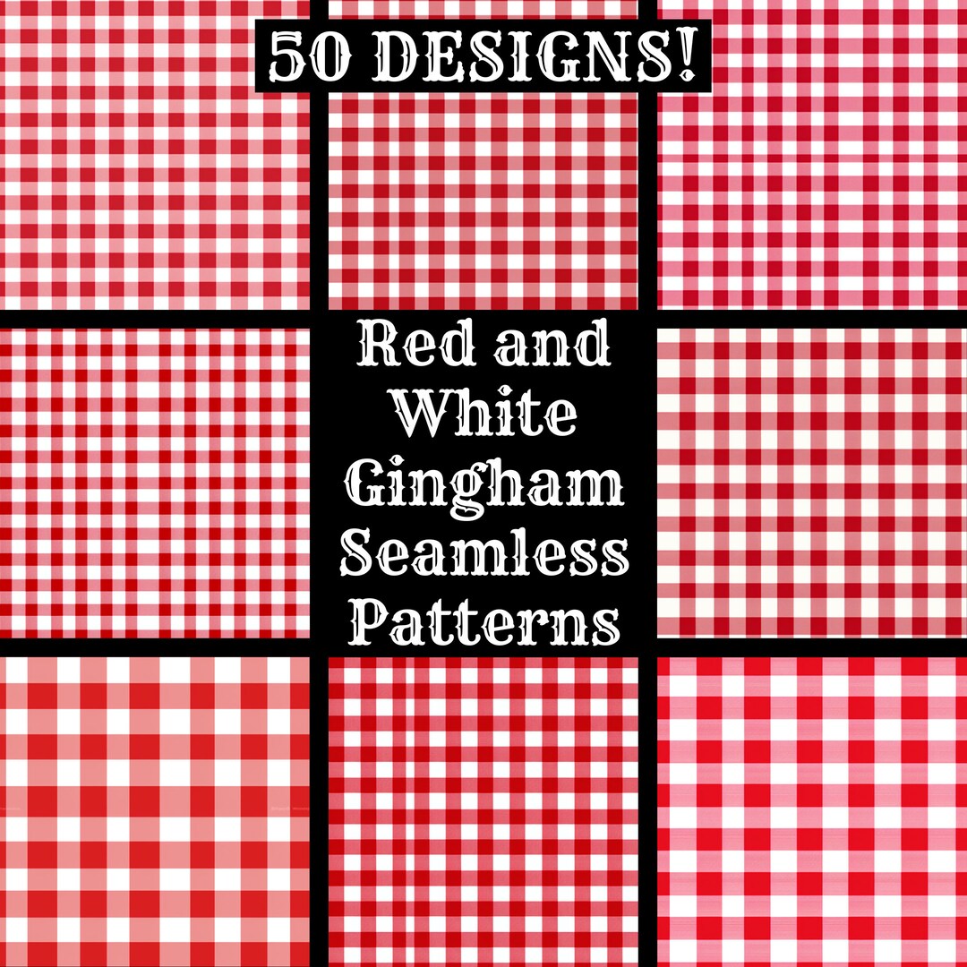 Red and White Gingham Seamless Digital Paper, Printable Scrapbook Paper ...