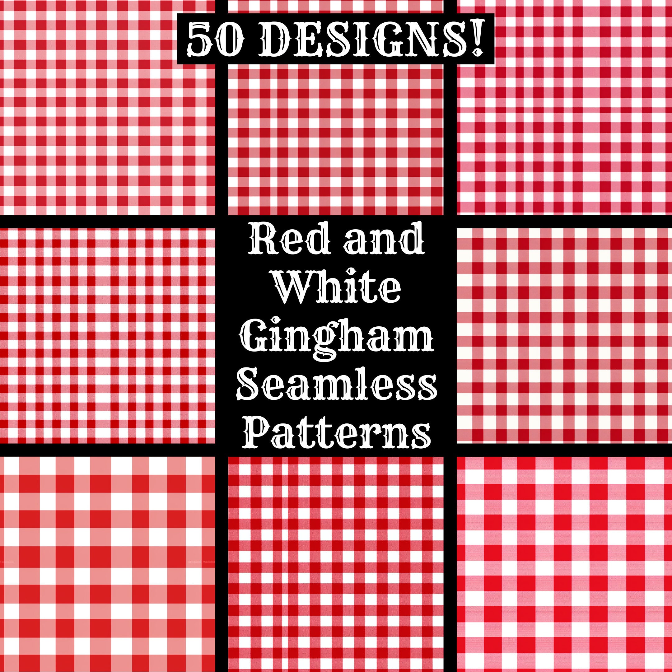 Red and White Gingham Seamless Digital Paper, Printable Scrapbook Paper ...