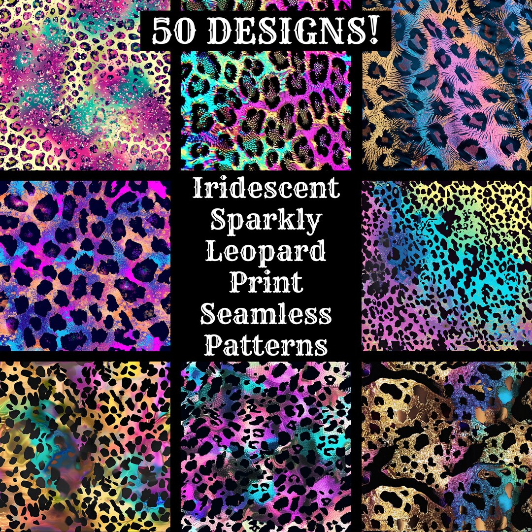 Iridescent Sparkly Leopard Print Seamless Digital Paper, Printable ...