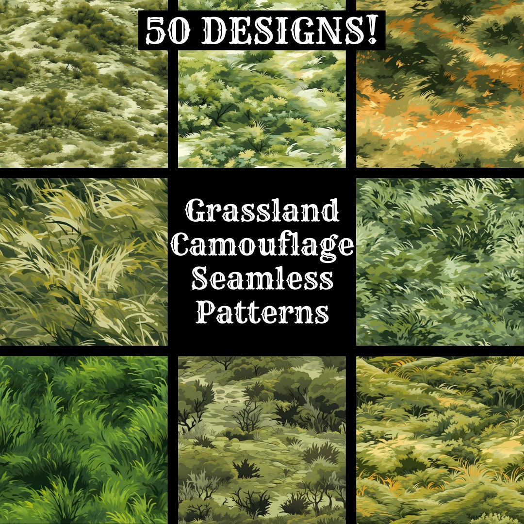 Grassland Camouflage Seamless Digital Paper, Printable Scrapbook Paper ...