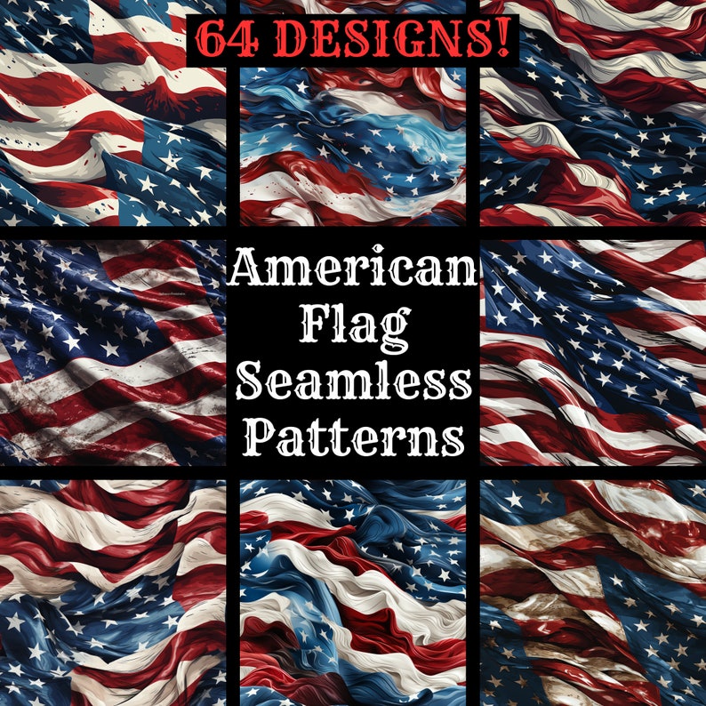 American Flag Seamless Pattern: Patriotic Digital Paper (PNG, 300 Dpi ...