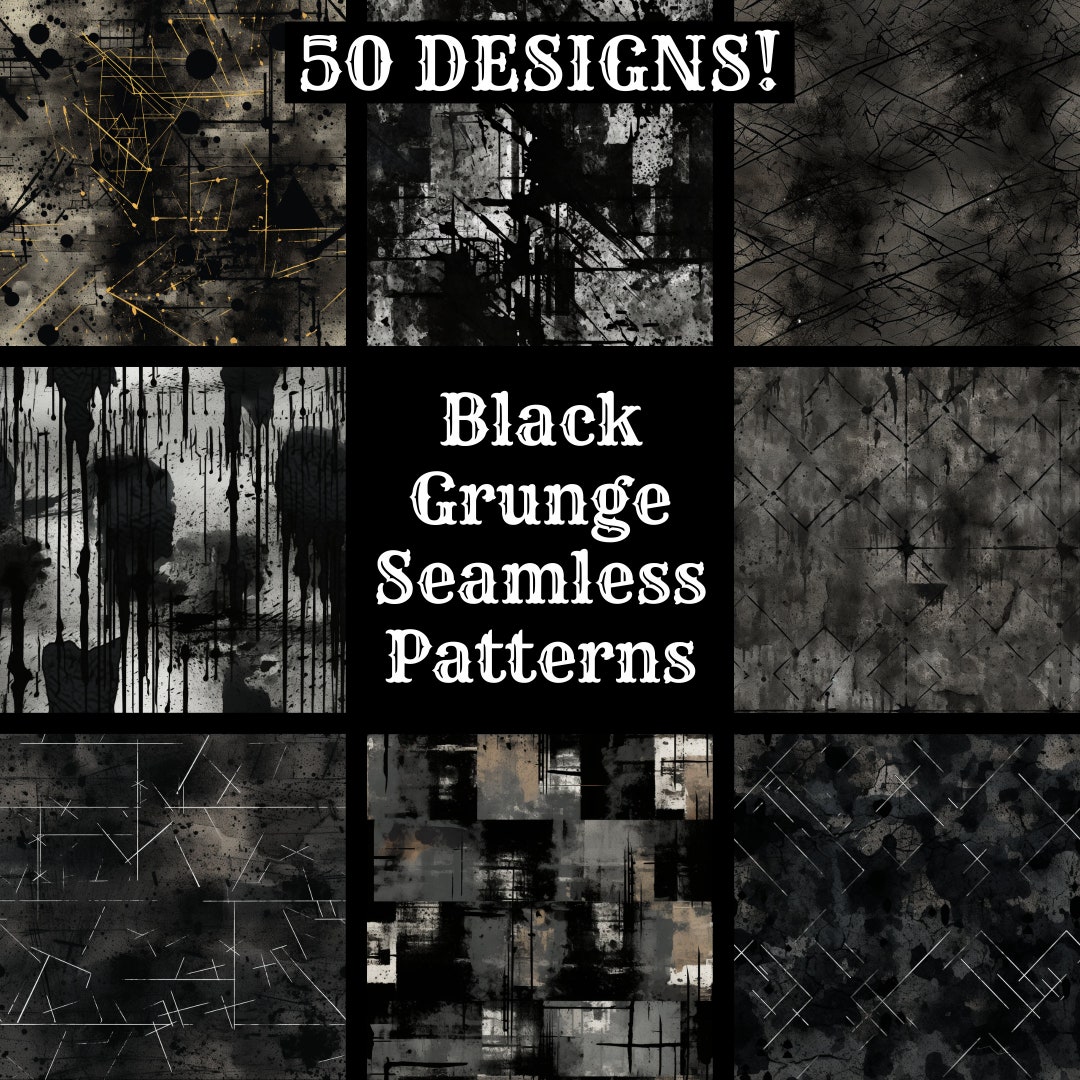 Black Grunge Seamless Digital Paper, Printable Scrapbook Paper Seamless ...