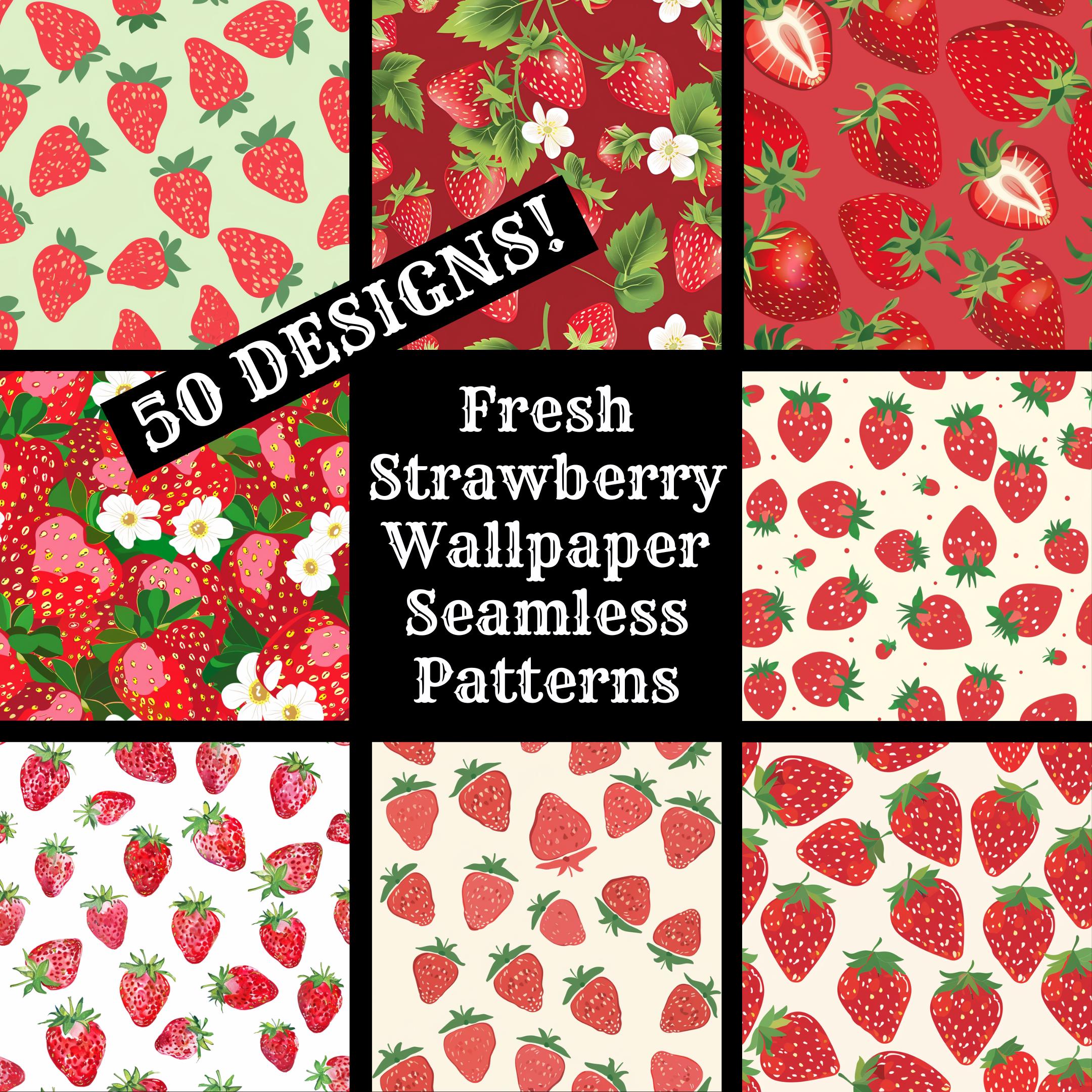 Strawberry Wallpaper: Seamless Pattern Digital Paper (digital Download ...