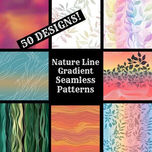 Nature Line Gradient Seamless Digital Paper, Printable Scrapbook Paper ...