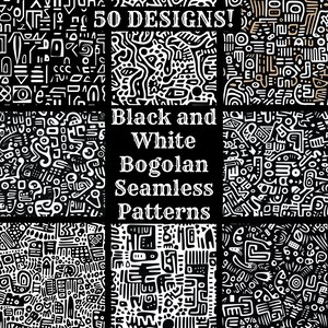 Black and White Bogolan Seamless Digital Paper, Printable Scrapbook ...