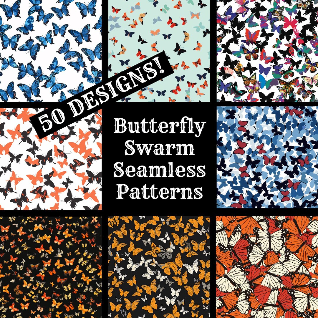 Butterfly Swarm Seamless Pattern: Scrapbook Paper Textures (digital ...