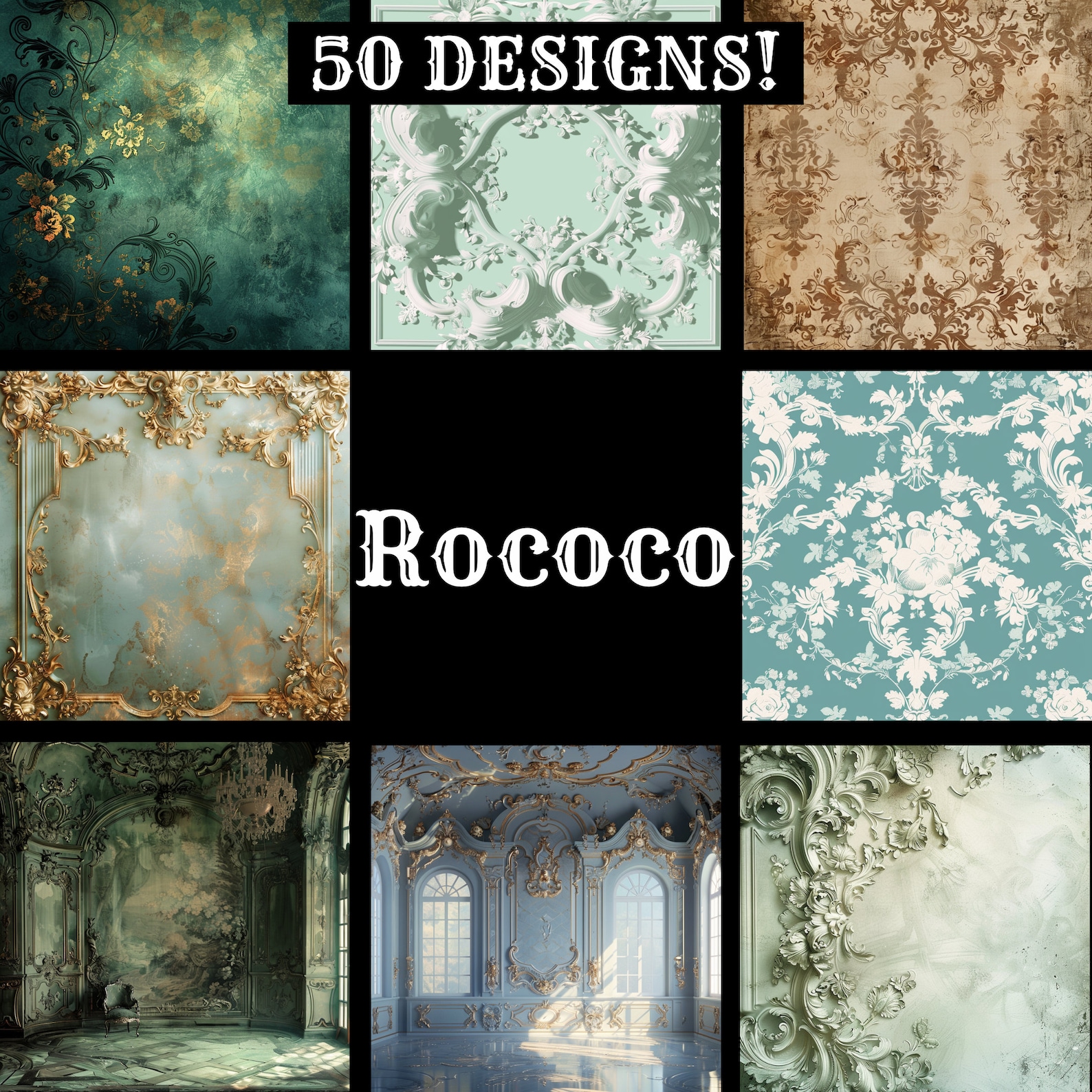 Rococo Paper, Rococo Printable Paper, Vintage Rococo, Rococo Journal ...