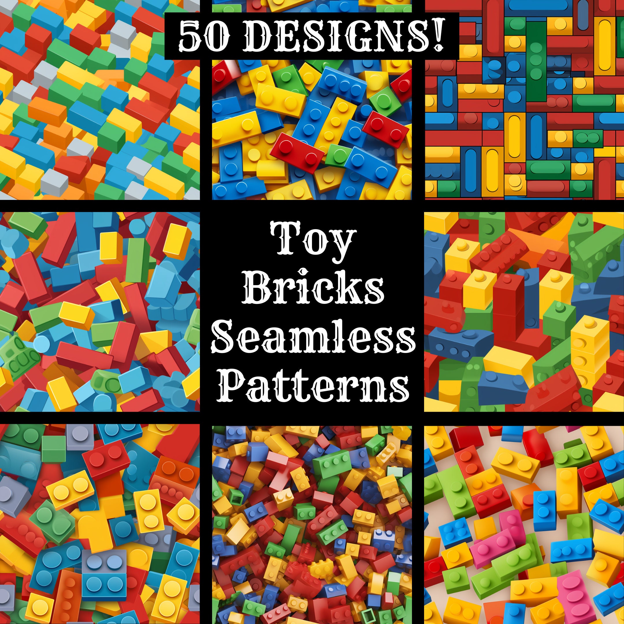 Toy Bricks Seamless Digital Paper, Printable Scrapbook Paper Seamless ...