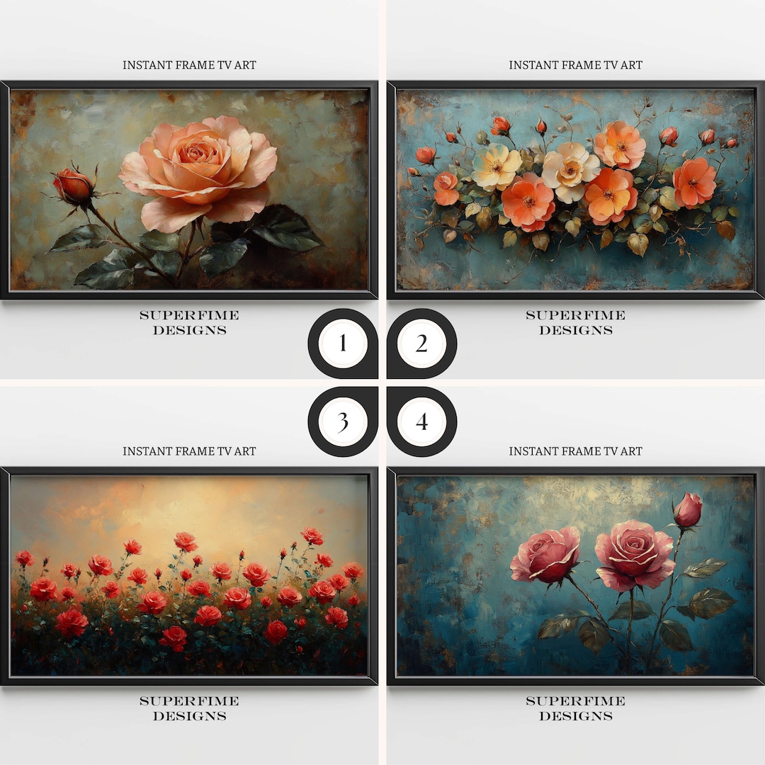 Garden Roses Flower Frame TV Art, Rose Garden TV Scenery Screensaver ...