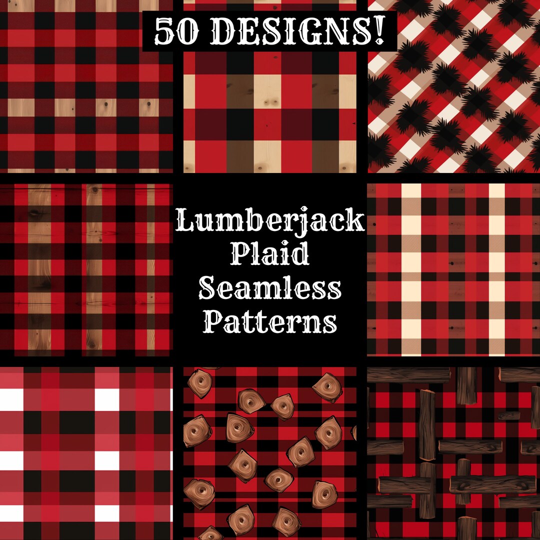 Lumberjack Plaid Seamless Digital Paper, Printable Scrapbook Paper ...