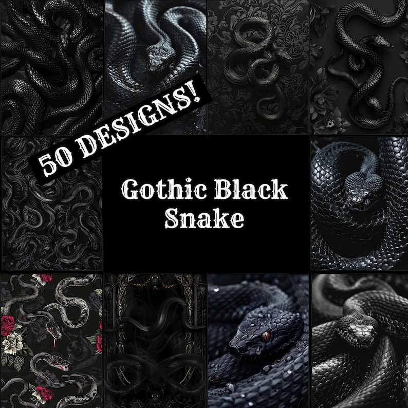 Gothic Black Snake Journal Paper: Vintage Scrapbook Inserts (PNG ...
