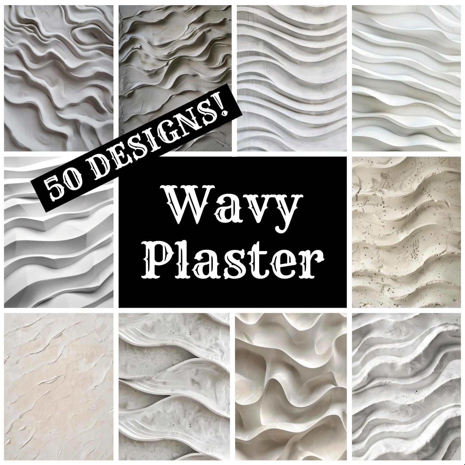Wavy Plaster Digital Paper: 50 PNG Textures (digital Download) - Etsy