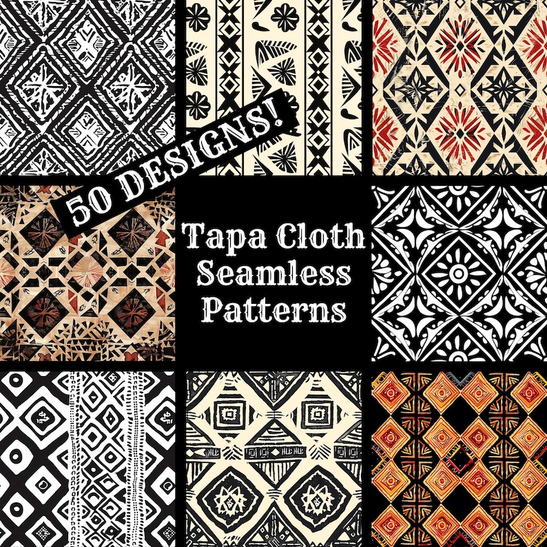 Tapa Cloth Seamless Patterns: Printable Scrapbook Paper (digital ...