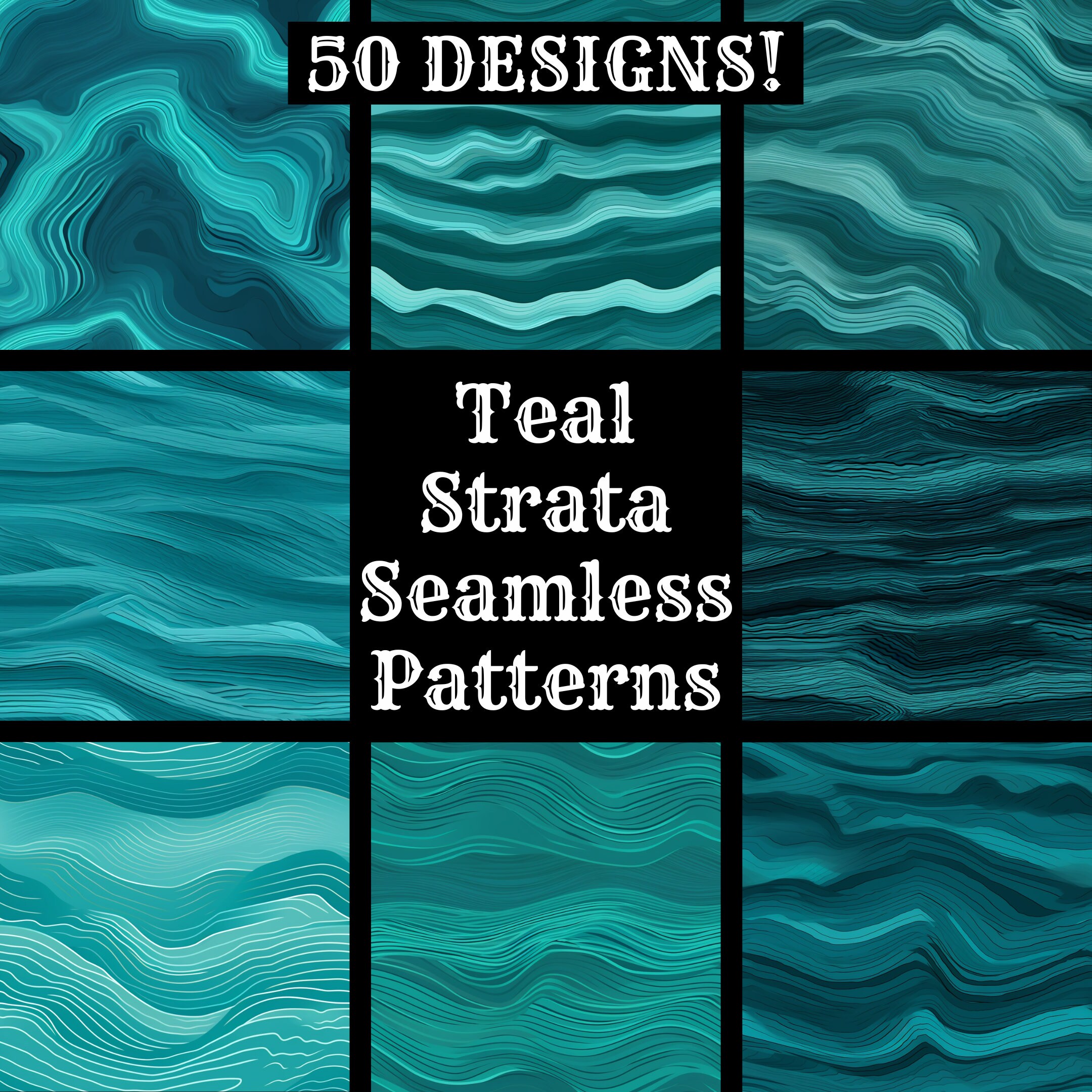 Teal Strata Seamless Digital Paper, Printable Scrapbook Paper Seamless ...