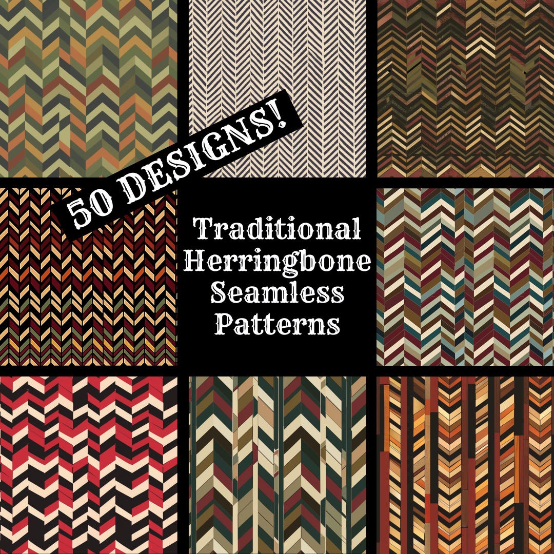 Traditional Herringbone Seamless Digital Paper, Herringbone Printable ...