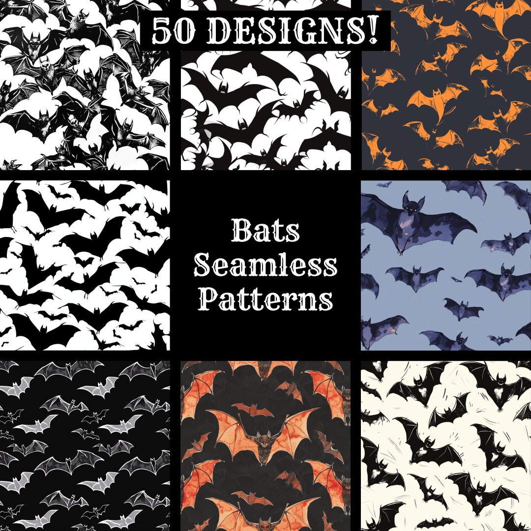 Bats Seamless Digital Paper, Bats Printable Scrapbook Paper Seamless ...
