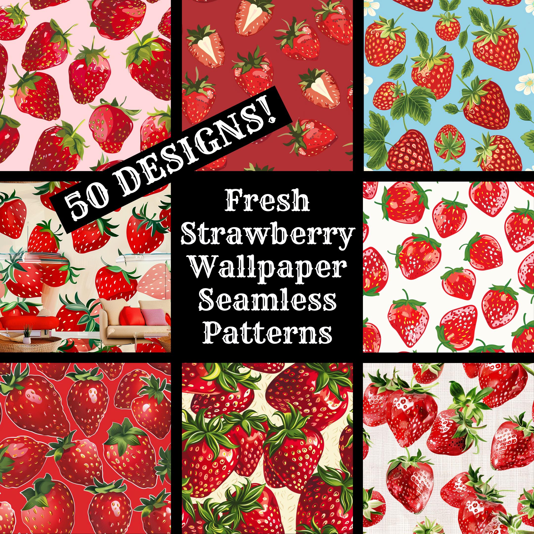 Strawberry Wallpaper: Seamless Pattern Digital Paper (digital Download ...
