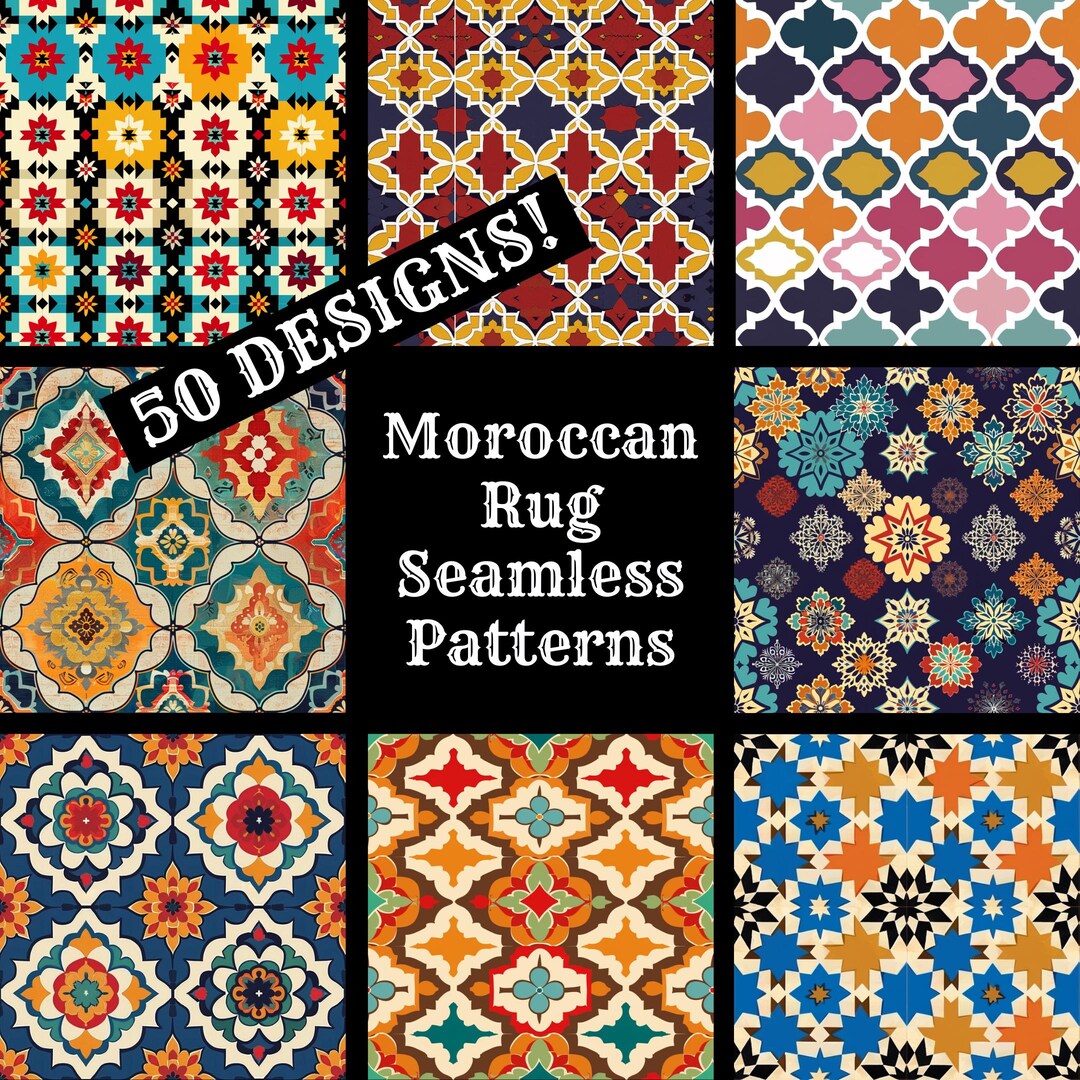 Moroccan Rug Seamless Pattern: 50 PNG Digital Papers (digital Download ...