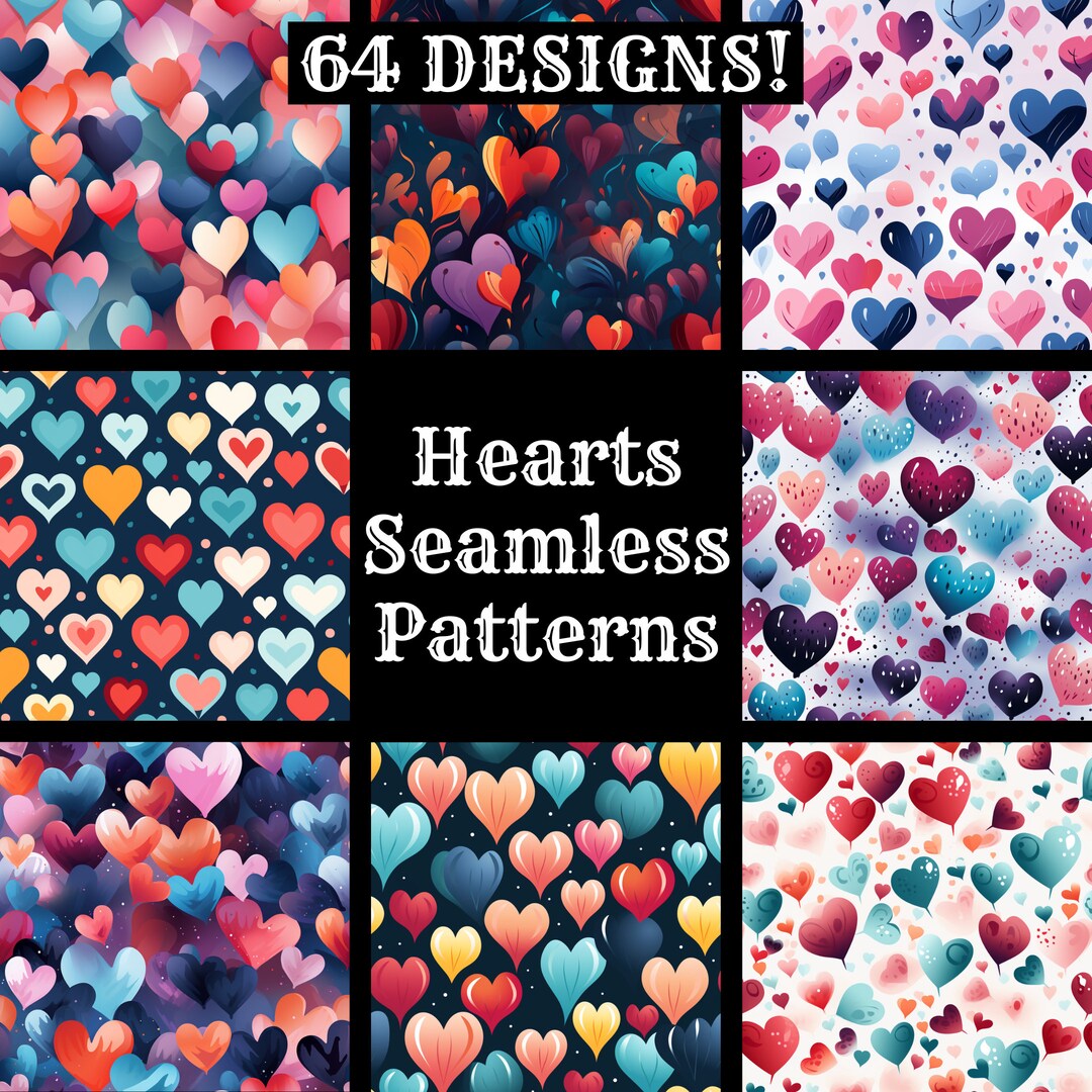 Hearts Seamless Digital Paper, Printable Scrapbook Paper Seamless ...