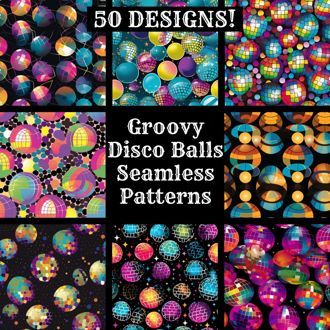 Groovy Disco Balls Seamless Digital Paper, Printable Scrapbook Paper ...