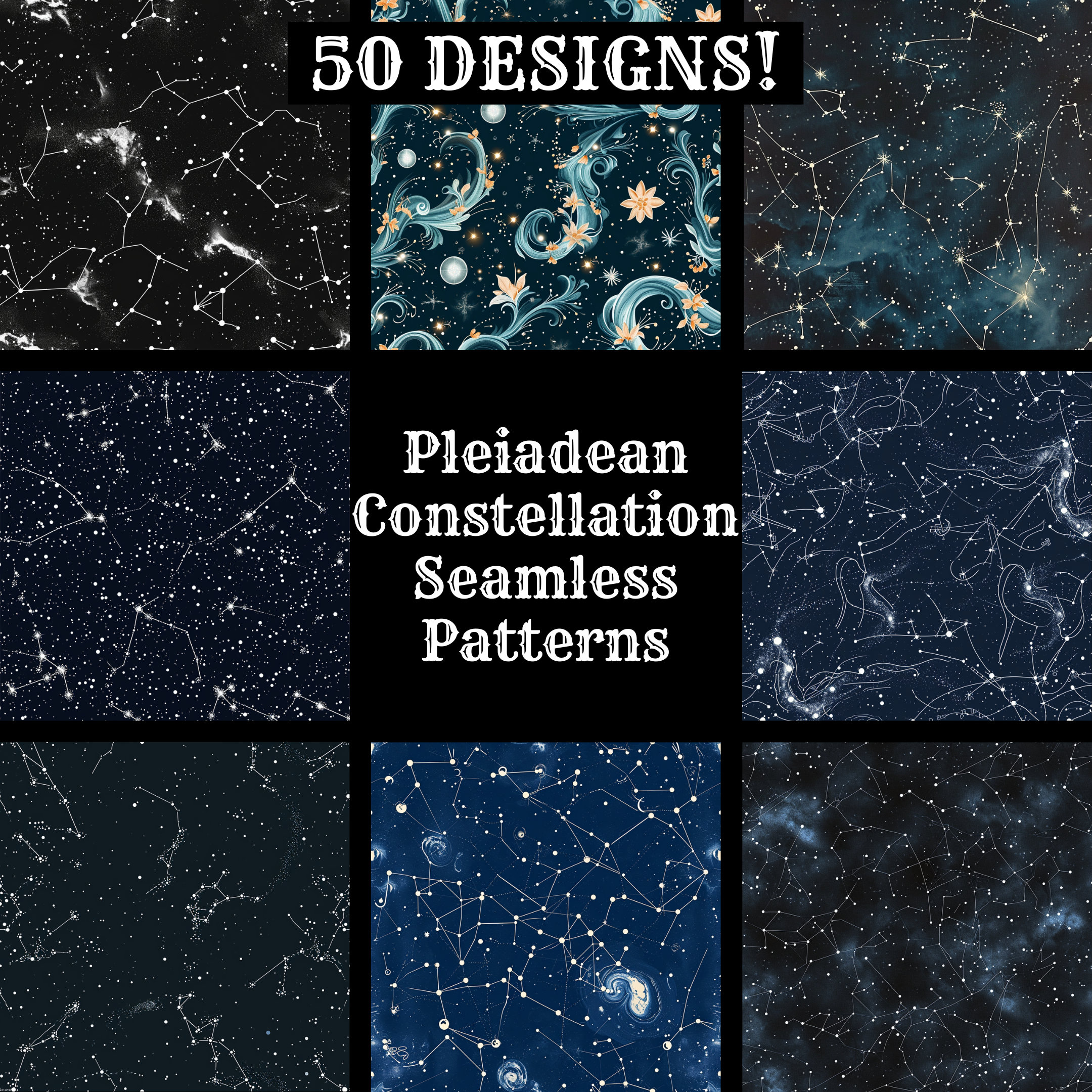 Pleiadean Constellation Seamless Digital Paper, Printable Scrapbook ...