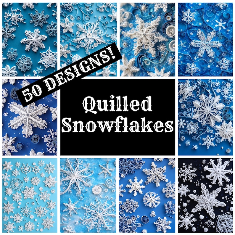 Quilled Snowflakes Digital Paper: Scrapbook Journal Inserts (PNG) - Etsy